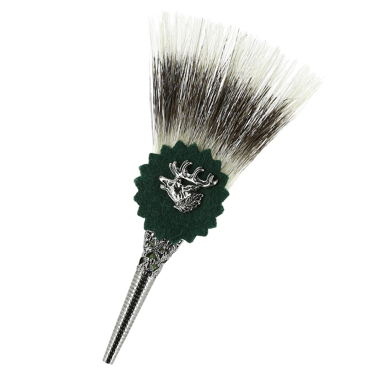 Stilvoller Silberton Hutbart mit Hirsch