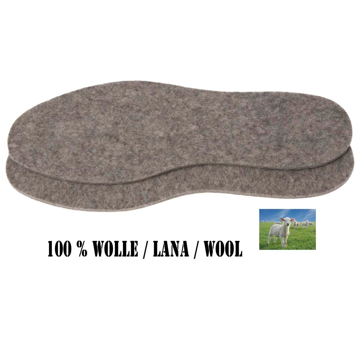 Inlay soles made of 100% wool felt