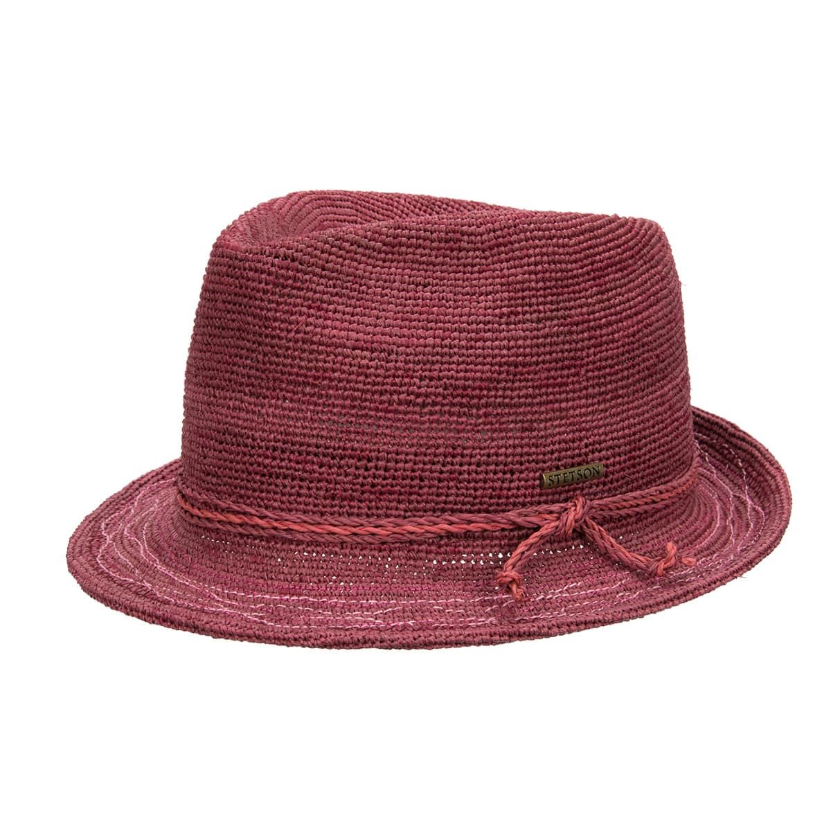 STETSON red raffia trilby hat