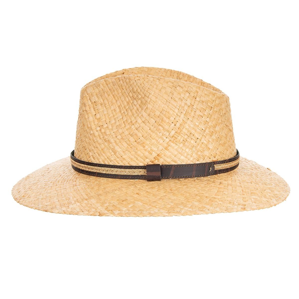 Elegant straw hat with leather band from HUTTER